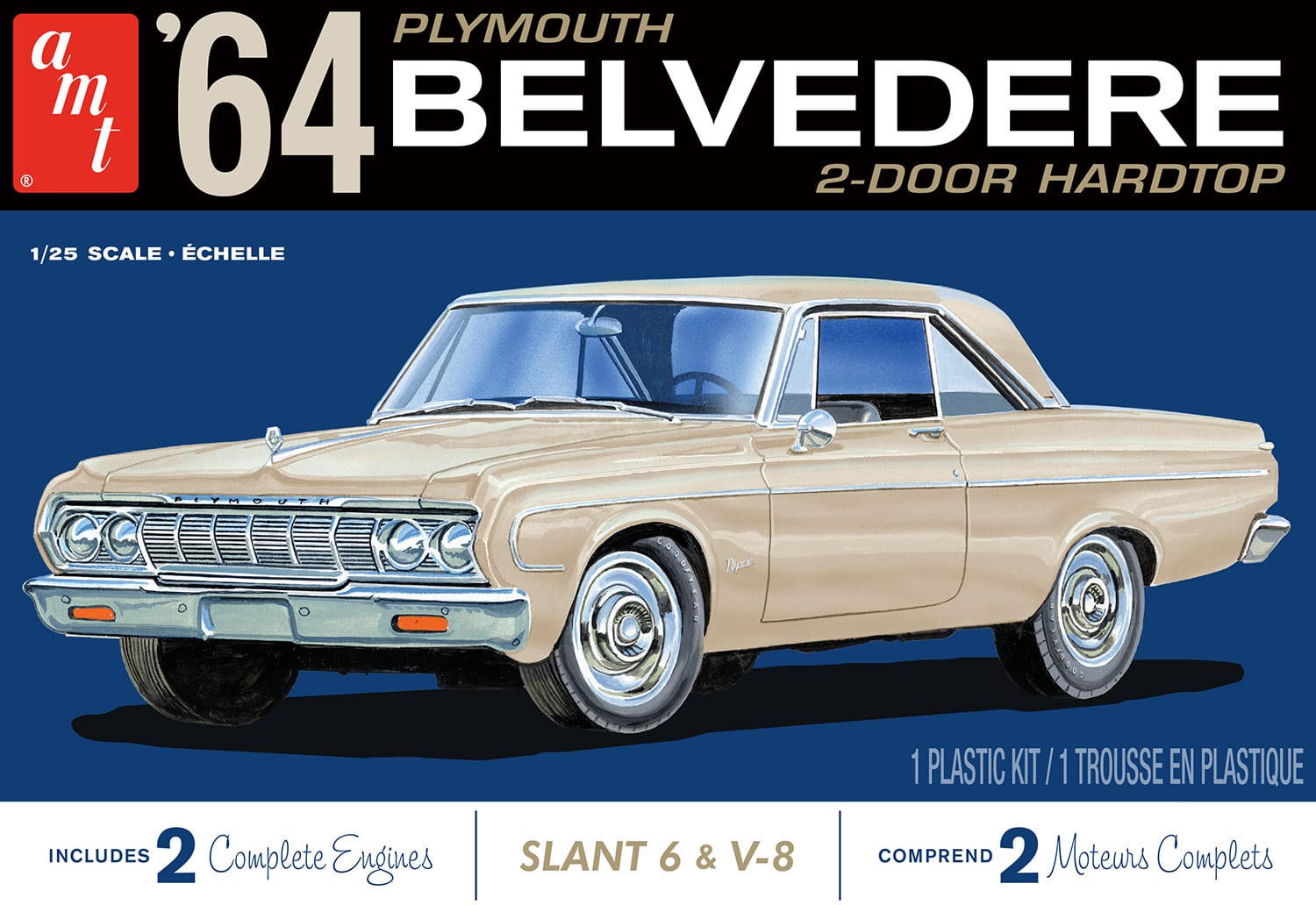 AMT 1964 PLYMOUTH BELVEDERE (W-SLANT 6 ENGINE) 1:25 SCALE MODEL KIT ...